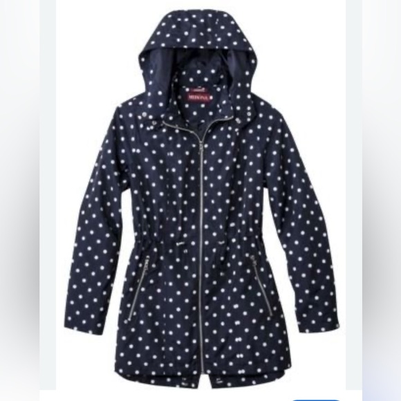 Merona | Jackets & Coats | Merona Womens Navy Blue And White Polka Dot ...